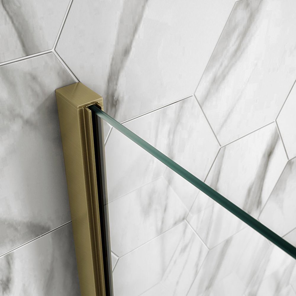 Arezzo Brushed Brass 10mm Glass 1400 X 800 Wet Room Inc Screen Side