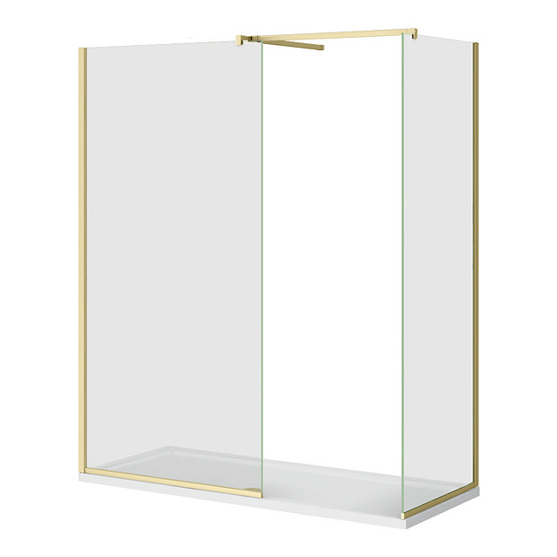 Arezzo Brushed Brass 10mm Glass 1700 x 700 Wet Room (inc. Screen, Side ...