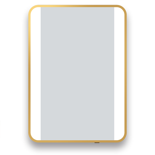 Arezzo Brushed Brass 500 x 700mm Rectangular Illuminated Strips Bathroom Mirror