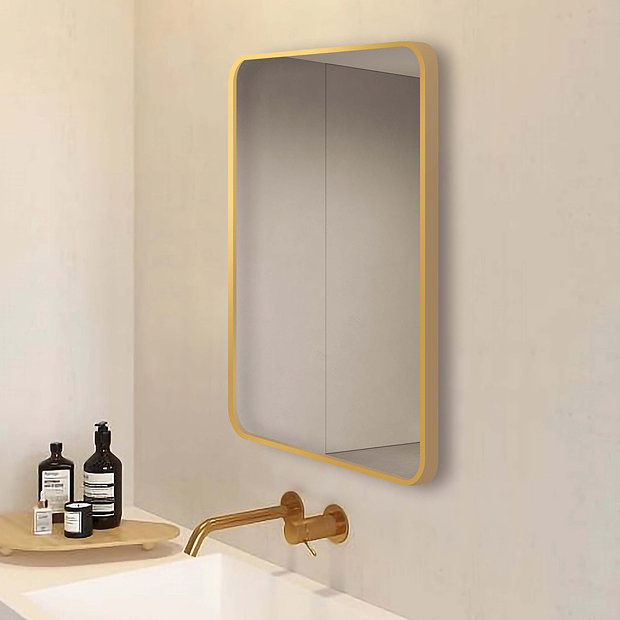 Arezzo Brushed Brass 700 x 500 Rectangular Mirror