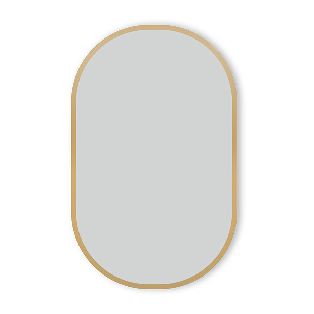 Arezzo Brushed Brass Capsule Mirror 600 x 1000mm | Victorian Plumbing UK