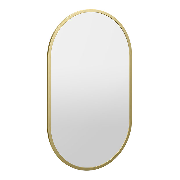 Arezzo Brushed Brass Capsule Mirror 600 x 1000mm | Victorian Plumbing UK