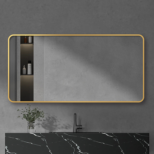 Arezzo Brushed Brass Framed Bathroom Mirror - 1400 x 700mm | Victorian ...
