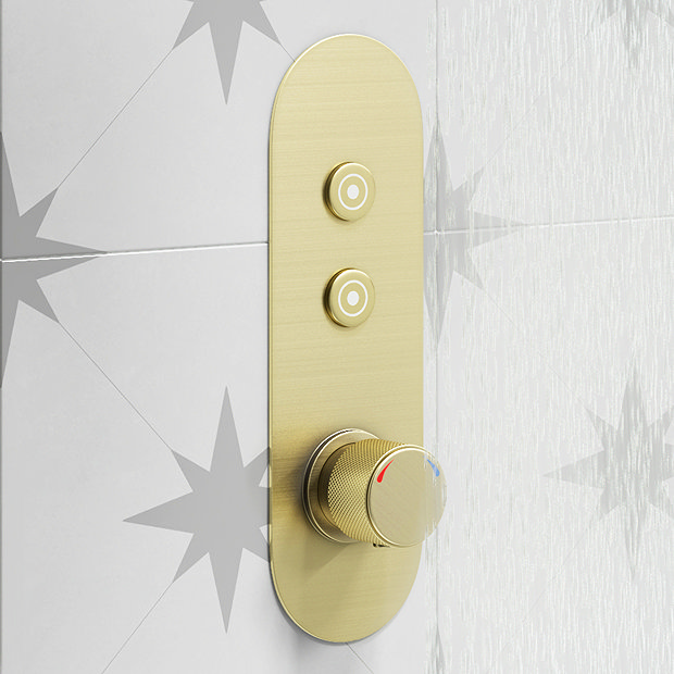 Arezzo Brushed Brass Industrial Style Push Button Shower Valve (2 ...