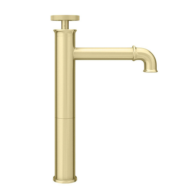 Arezzo Brushed Brass Industrial Style High Rise Basin Mixer | Victorian ...