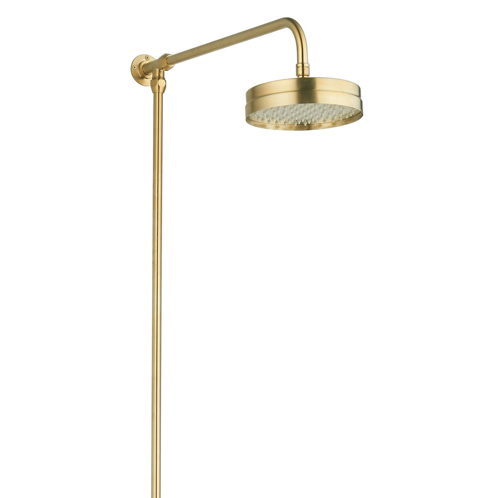 Arezzo Brushed Brass Rigid Riser Kit with 195mm Round Overhead Drench ...