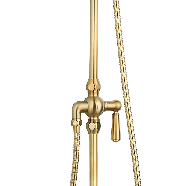 Arezzo Brushed Brass Rigid Riser Kit with Shower Head, Handshower ...