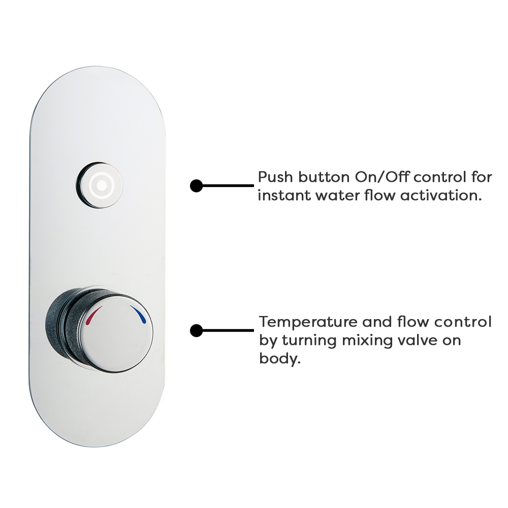 Arezzo Chrome Push-Button Shower with Rainfall Shower Head