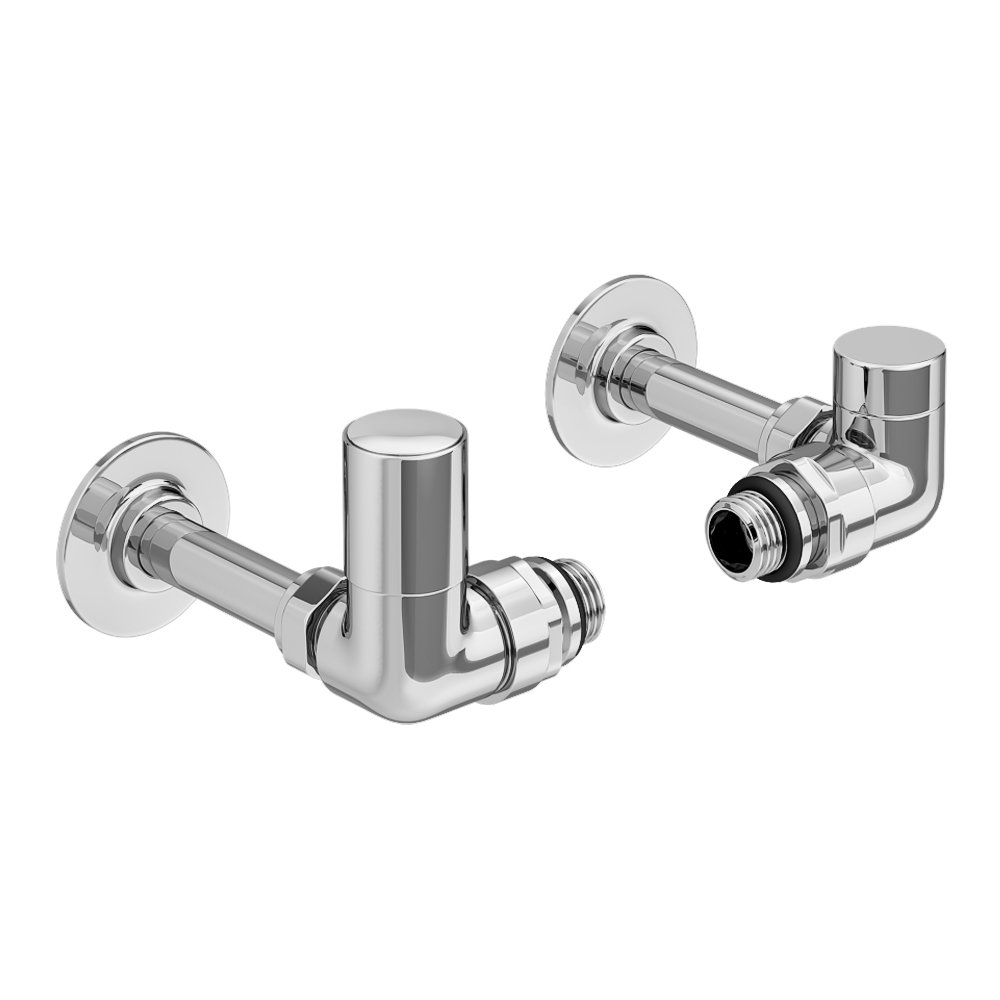 Arezzo Chrome Round Corner Angled Radiator Valve with Pipe Kit ...
