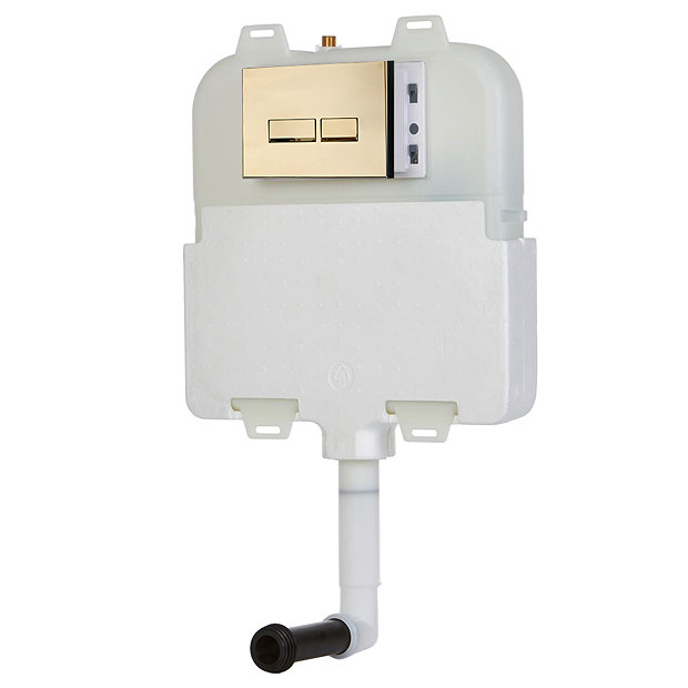 Arezzo Compact Concealed Cistern with Brushed Brass Flush Plate - Square Buttons | Victorian ...