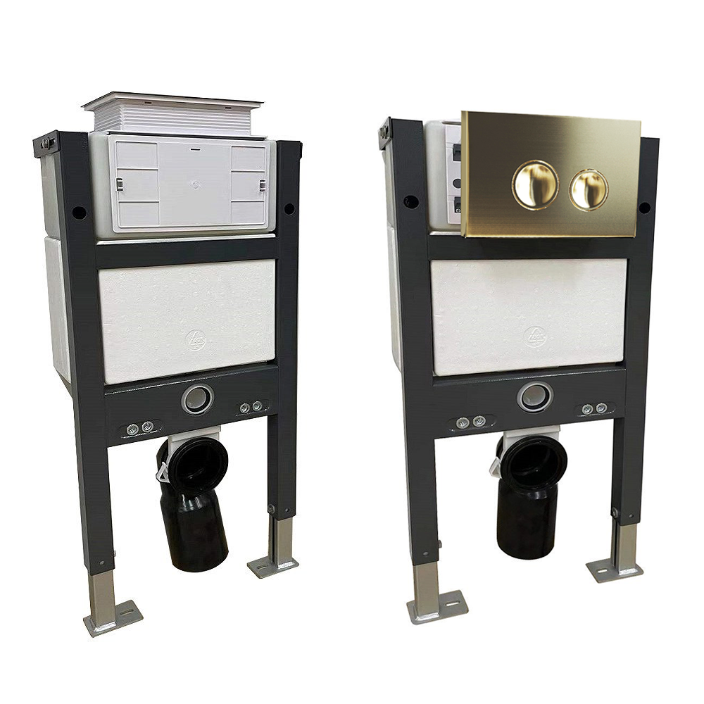 Arezzo Compact Top/Front Flush Toilet Frame with Brushed Brass Flush ...