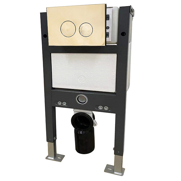 Arezzo Compact Top/Front Flush Toilet Frame with Brushed Brass Flush ...