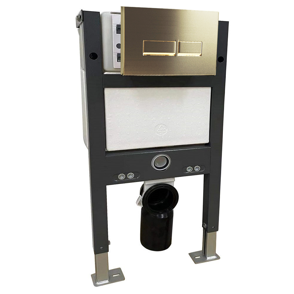 Arezzo Compact Top/Front Flush Toilet Frame with Brushed Brass Flush ...