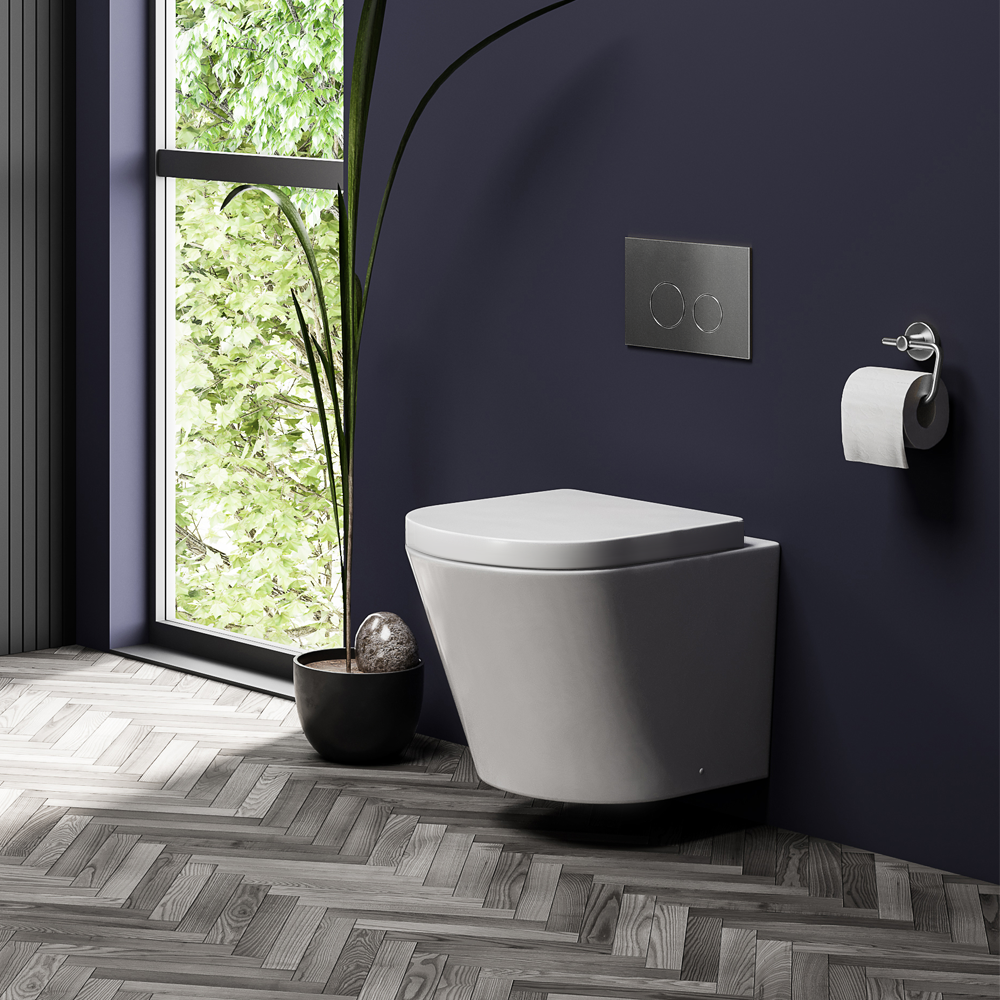 Arezzo Compact Top/Front Flush Toilet Frame with Brushed Gunmetal Grey ...