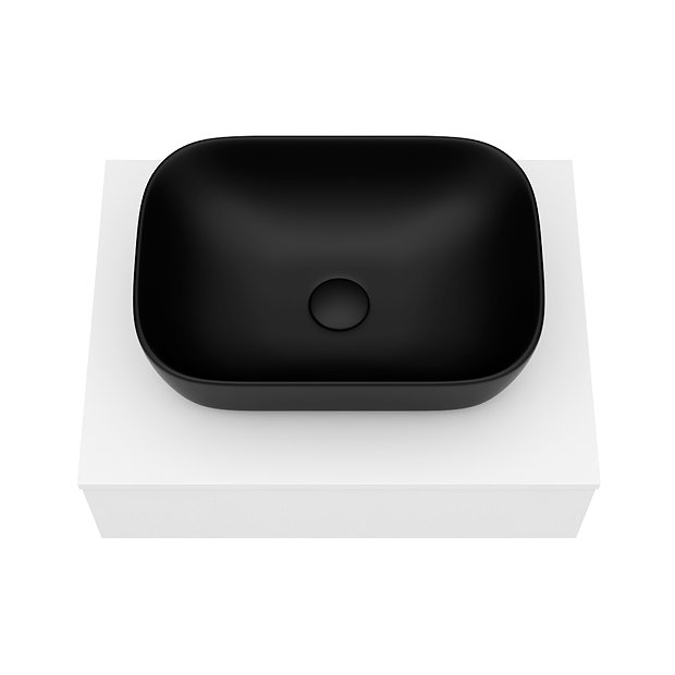 Arezzo Floating Basin Shelf with Drawer - Matt White - 600mm inc. Black ...