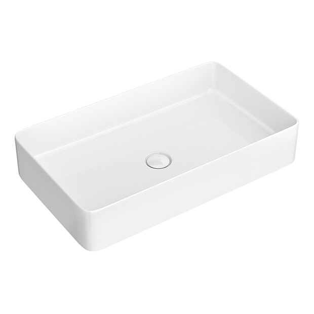 Arezzo Gloss White Slim Rectangular Counter Top Basin (605 x 355mm ...