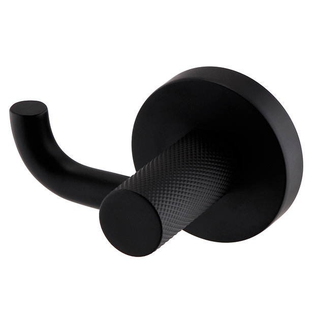 Arezzo Industrial Style Matt Black Single Robe Hook | Victorian Plumbing UK