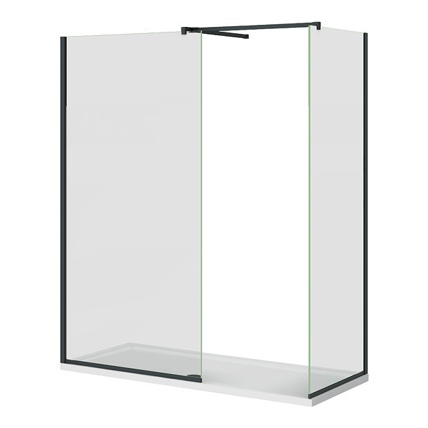 Arezzo Matt Black 10mm Glass 1700 x 700 Wet Room (inc. Screen, Side ...