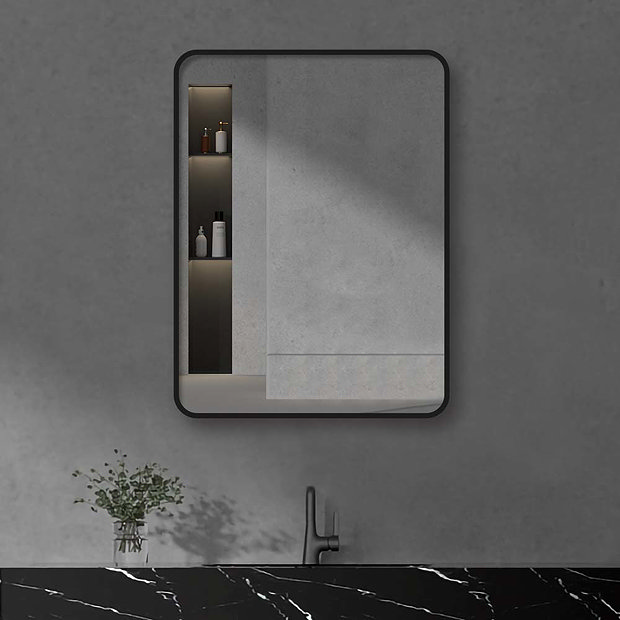 Arezzo Matt Black 800 x 600 Rectangular Mirror