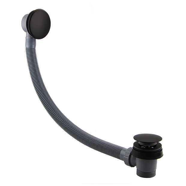 Arezzo Matt Black Easy-Clean Bath Waste with Flexible 520mm Overflow