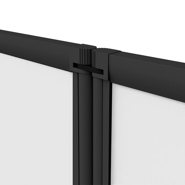 Arezzo Matt Black Folding Bath Screen (800mm Wide - 4 Fold Concertina ...