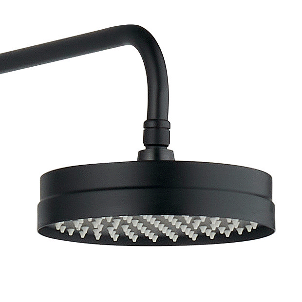 Arezzo Matt Black Rigid Riser Kit with 195mm Fixed Round Overhead ...