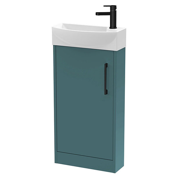 Arezzo Matt Green 450mm 1TH Floor Standing Cloakroom Vanity Unit With ...