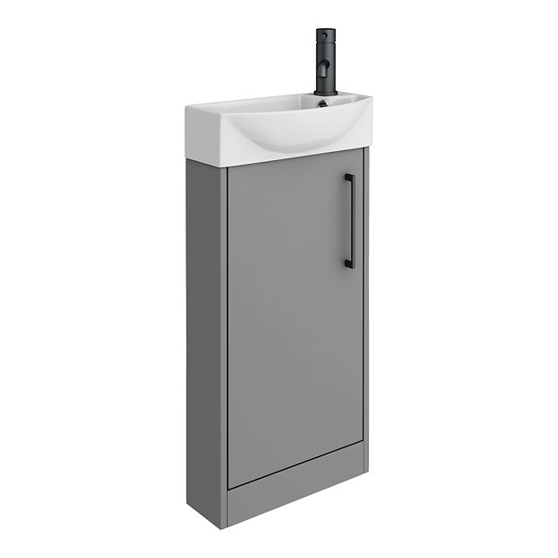 Arezzo Matt Grey 450mm 1TH Floor Standing Cloakroom Vanity Unit With ...