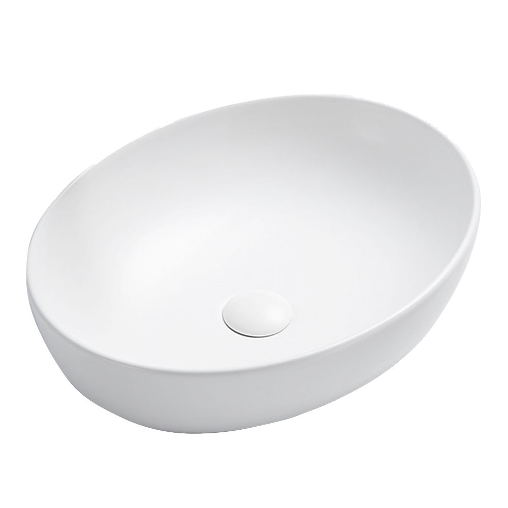 Arezzo Matt White Curved Oval Counter Top Basin 0TH (520 x 395mm)
