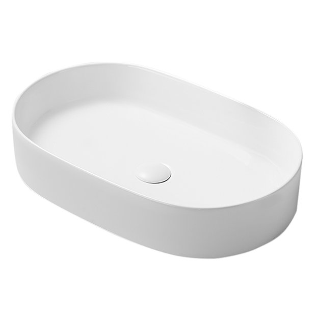 Arezzo Matt White Oval Ceramic Counter Top Basin (600 x 380mm) | Victorian Plumbing UK