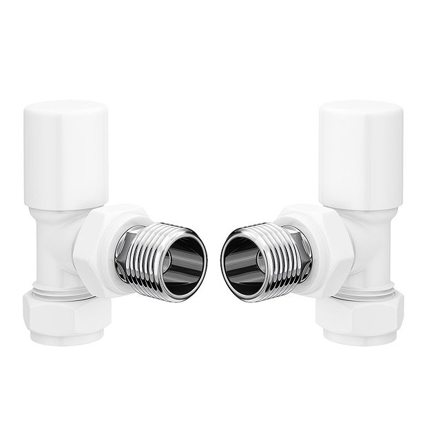 Arezzo Modern Angled Radiator Valves incl. 180mm Stand Pipes - White ...