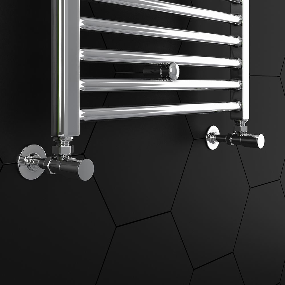 Arezzo Modern Angled Radiator Valves incl. 180mm Stand Pipes - Chrome ...