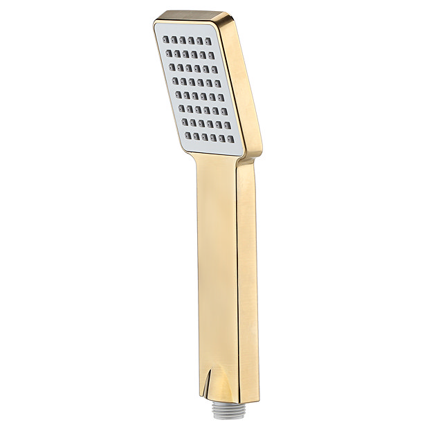 Arezzo Modern Square Shower Handset Brushed Brass | Victorian Plumbing UK