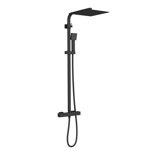 Arezzo Modern Square Thermostatic Shower (300mm Head - Matt Black ...