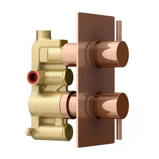 Arezzo Rose Gold Round Modern Twin Concealed Shower Valve | Victorian ...