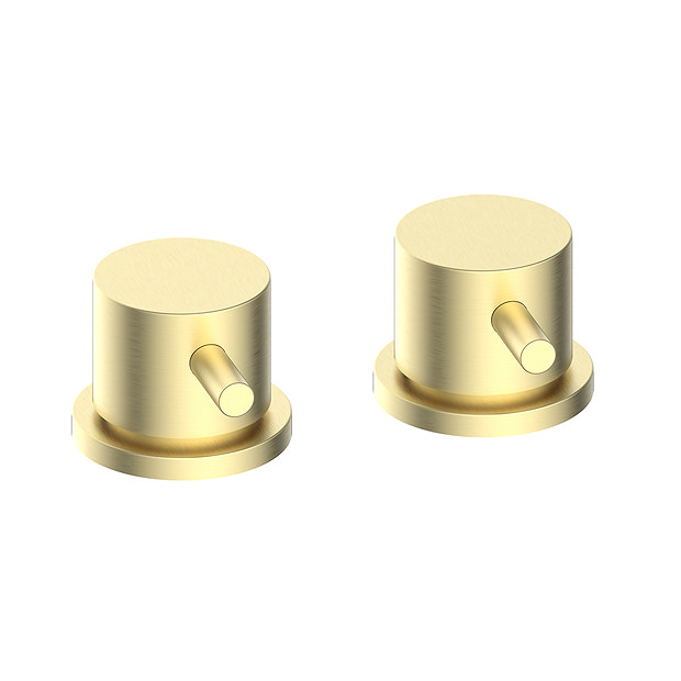 Arezzo Round 3/4" Deck Bath Side Valves Brushed Brass (Pair)