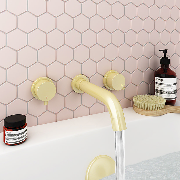 Arezzo Round Brushed Brass Wall Mounted (3TH) Bath Filler Tap ...
