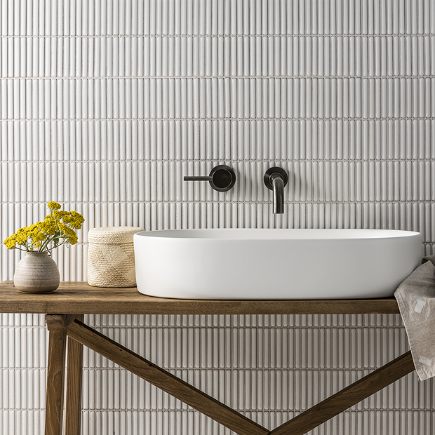 Arezzo Round Brushed Gunmetal Grey Wall Mounted (2TH) Basin Mixer Tap ...