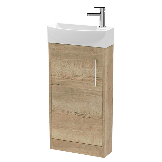 Arezzo Rustic Oak 450mm 1TH Floor Standing Cloakroom Vanity Unit