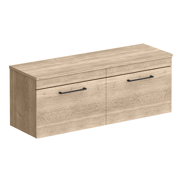 Arezzo Rustic Oak Wall Hung Double Countertop Vanity Unit (1200mm w ...