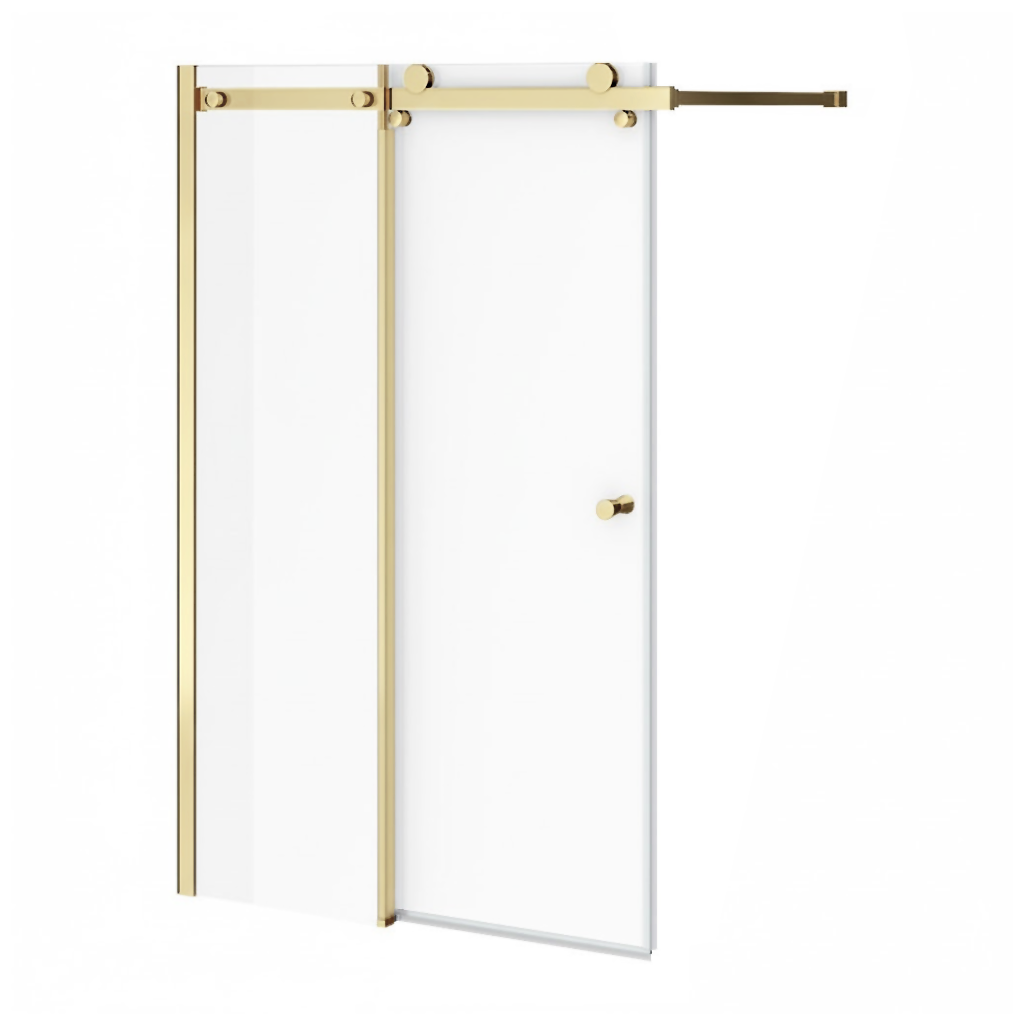 Arezzo Sliding Bath Screen (W1000 x H1500) - Brushed Brass | Victorian ...