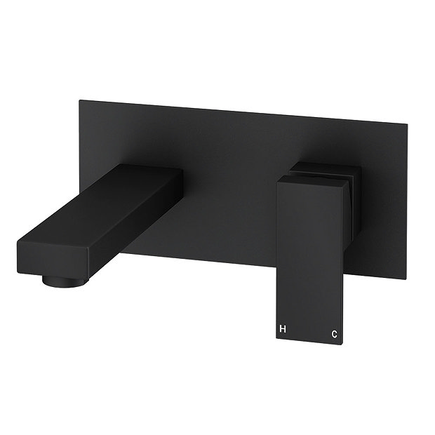Arezzo Square Black Wall Mounted Basin Tap + 410 x 410mm Counter Top ...