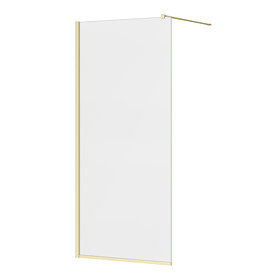 Arezzo Square Brushed Brass Frameless 10mm Wetroom Screen with Wall Arm