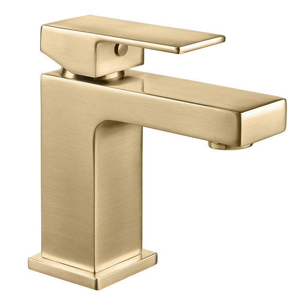 Arezzo Square Brushed Brass Mono Basin Mixer Tap Victorian Plumbing Uk
