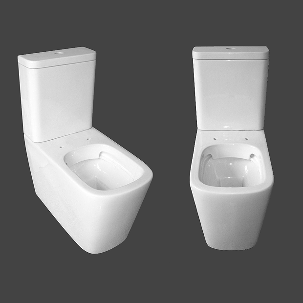 Arezzo Square BTW Close Coupled Rimless Toilet with Soft Close Seat ...