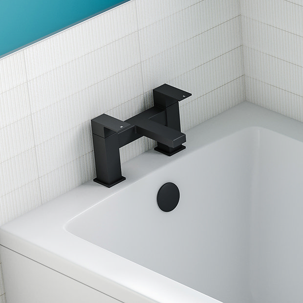 Arezzo Square Matt Black Bath Filler Tap | Victorian Plumbing UK