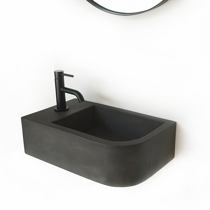 Arezzo Stone Wall Mounted Dusk Grey Curved Cloakroom Basin (440 x 250mm ...