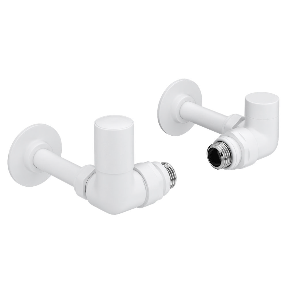Arezzo Matt White Round Corner Angled Radiator Valve with Pipe Kit ...