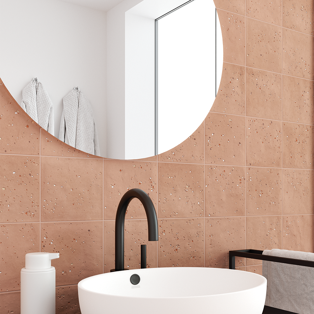 Artisan Terracotta Terrazzo Effect Wall and Floor Tiles 150 x 150mm