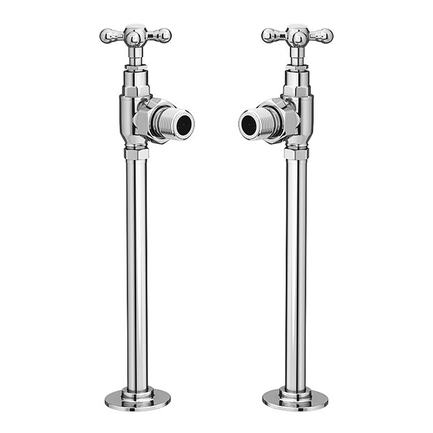 Ashford Chrome Angled Traditional Radiator Valves | Victorian Plumbing